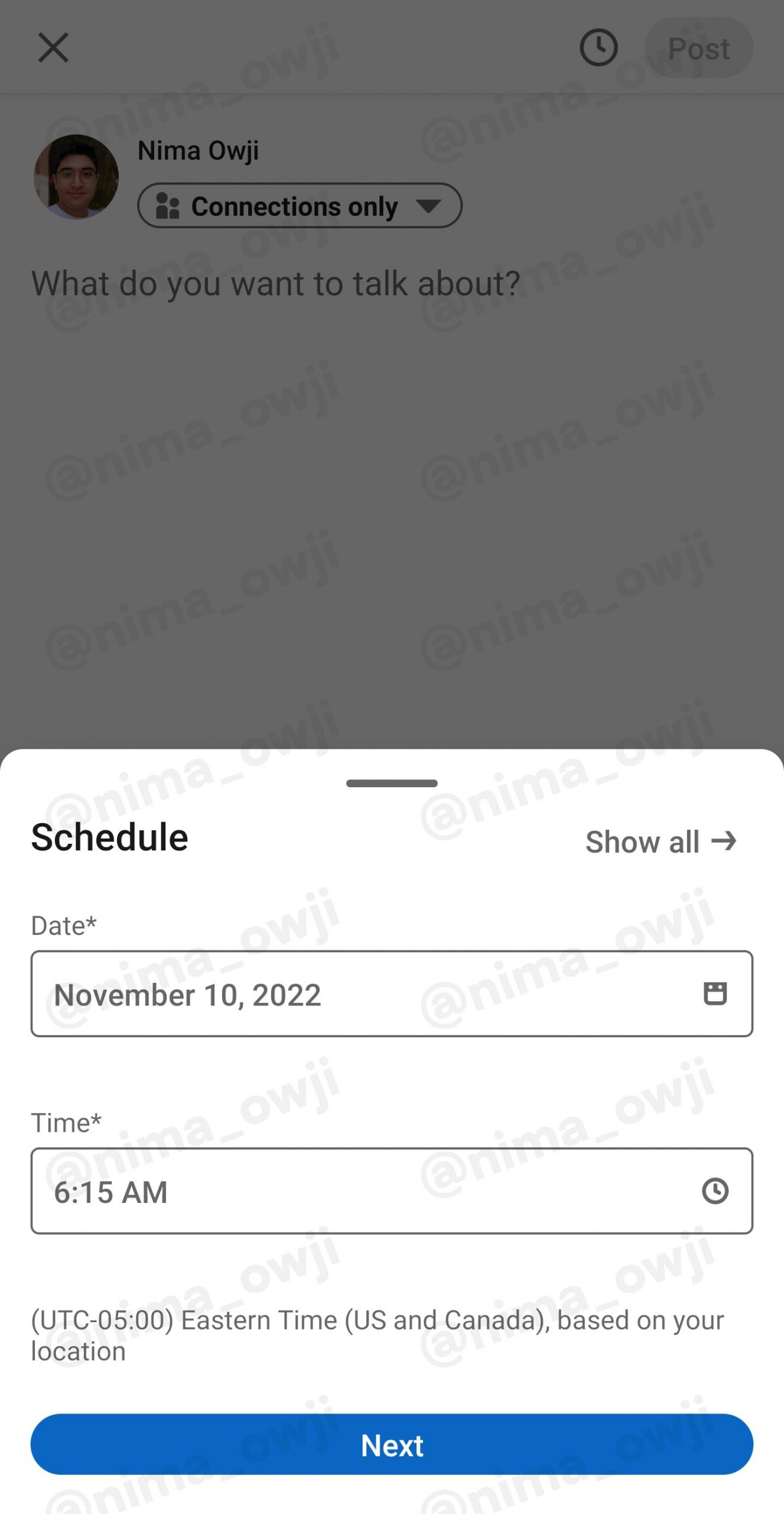 LinkedIn Native Scheduling